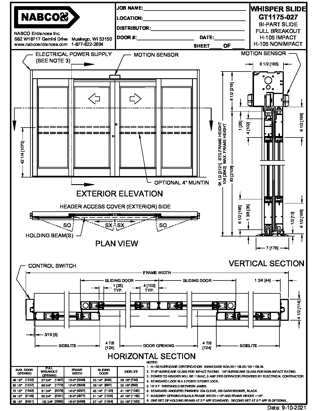 GT1175-027 H-105 Bi-Part Slider – Full Open 9-10-21 | NABCO Entrances